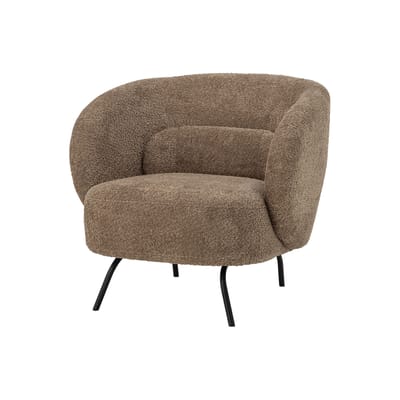 Fauteuil rembourré Harry Bloomingville / Tissu bouclé - Marron - Tissu ...