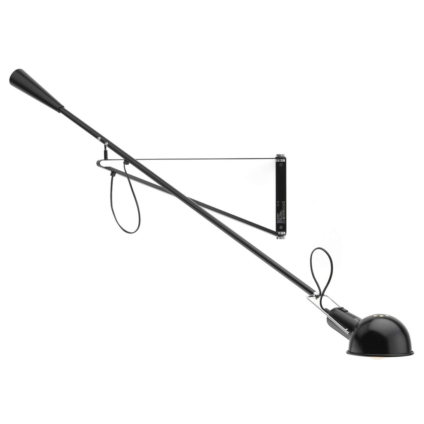 Applique avec prise 265 SMALL Flos / L 150 cm - Modèle de 1973 - Noir ...