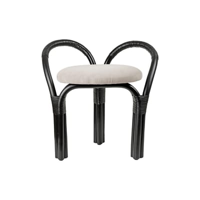 Tabouret rembourré Bistra Gubi - Noir - Fibre végétale | Made In Design