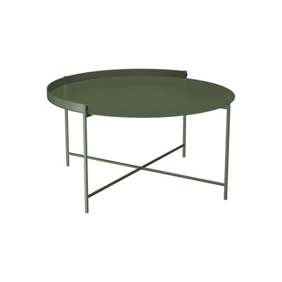 Table basse Edge Houe / Poignée rabattable - Ø 76 x H 40 cm - Vert - Métal | Made In Design