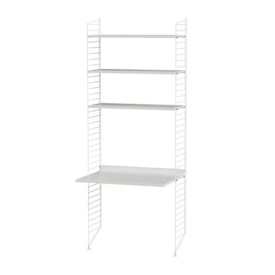 Wall desk String® String Furniture L 78 x H 200 cm - White - Metal wood ...