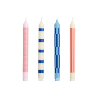 Hay Pattern Long candle - blue pink red | Made In Design UK