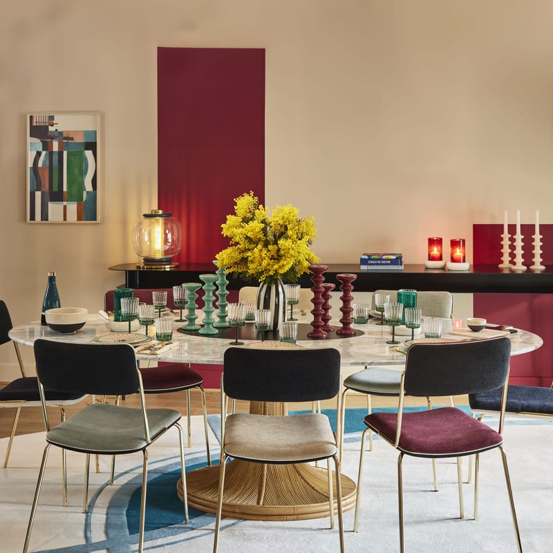 Ovaler Tisch Riviera von SARAH LAVOINE - weiß rattan natur | Made In Design