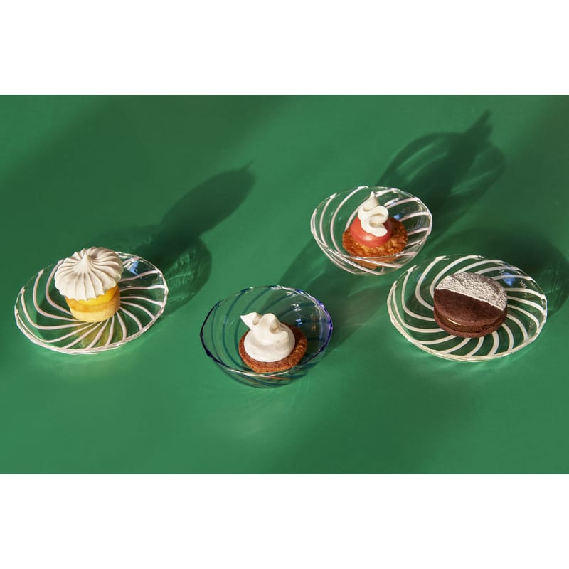 Hay Spin Petit fours plates - white transparent | Made In Design UK