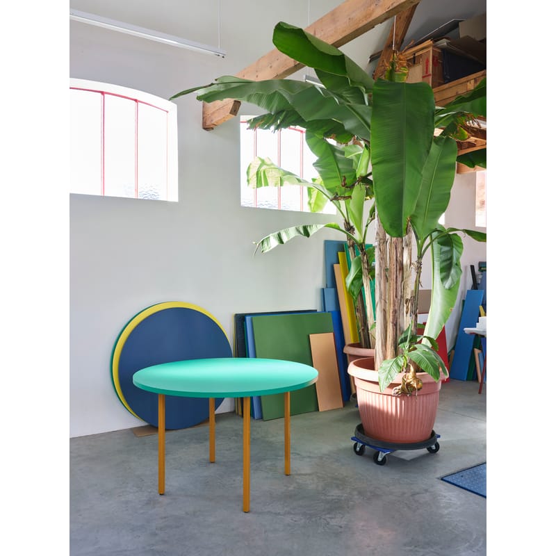 Hay Two-Colour Round table - ivory mint green | Made In Design UK