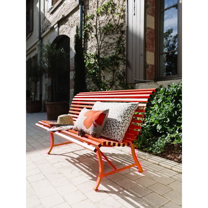 Fermob Louisiane Bench with backrest - acapulco blue | Made In Design UK