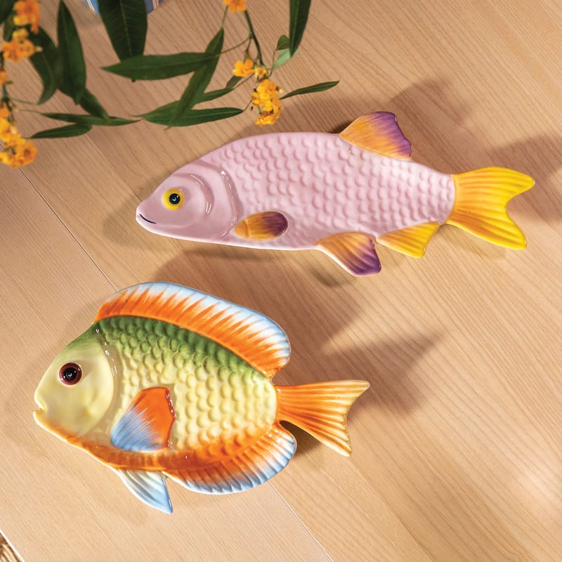 & klevering Fish rainbow Plate - orange green | Made In Design UK