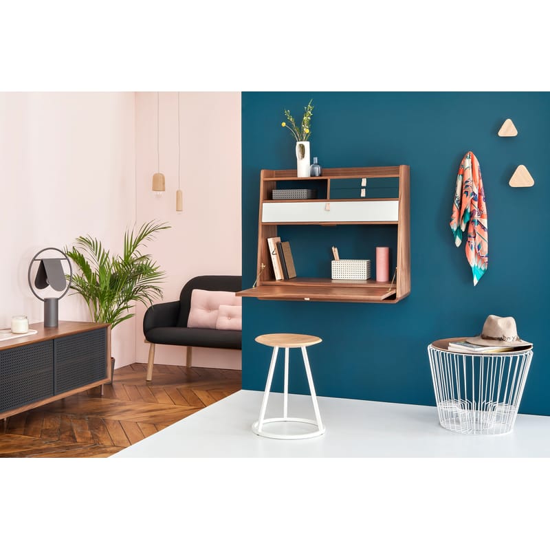 Hartô Gaston Wall writing desk - natural oak petrol blue brushed brass ...
