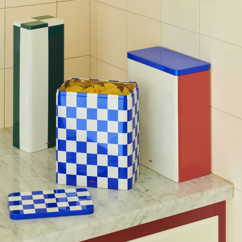 Large rectangular tin containers store