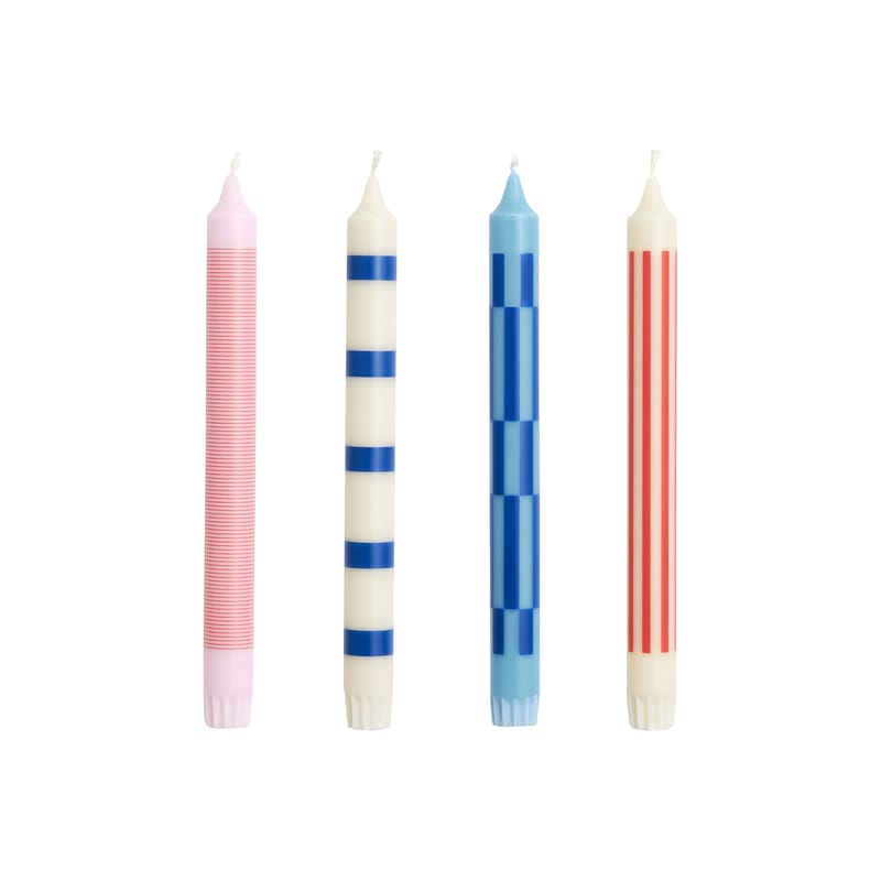 Hay Pattern Long candle - blue pink red | Made In Design UK