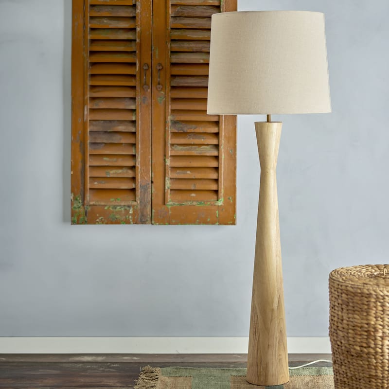 Bloomingville Leonor Floor lamp linen beige light wood Made In Design UK