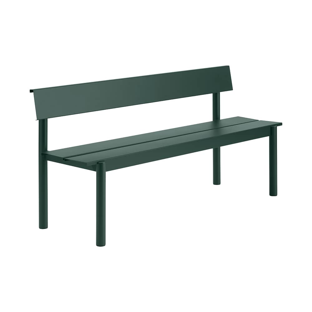 Bench with backrest Linear Muuto / L 170 cm - Green - Metal | Made In ...