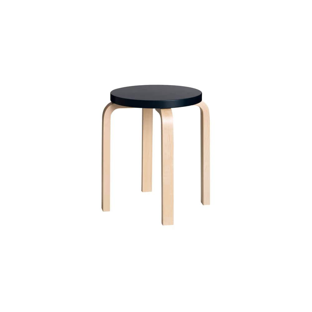 Tabouret empilable E 60 ARTEK / Alvar Aalto, 1933 - 4 pieds - Noir ...