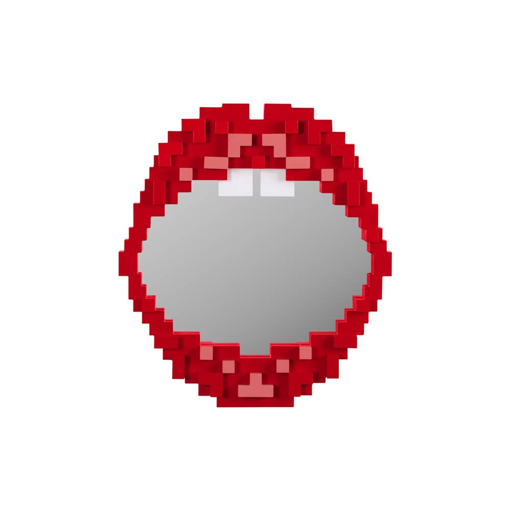 Wall mirror Pixel - Mouth Seletti / 45.6 x 50.5 cm - Red - Wood | Made ...