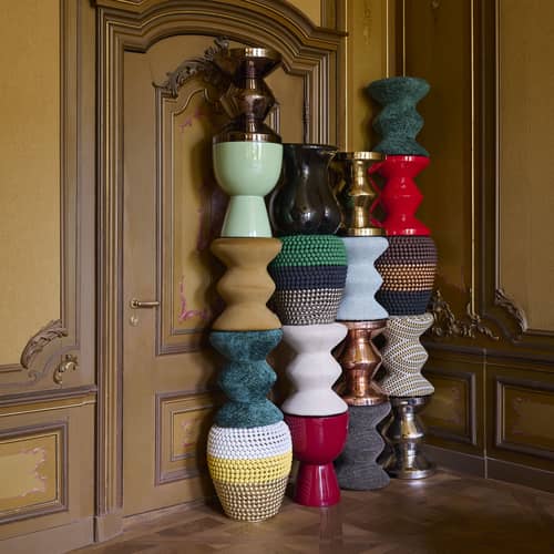Stool Striped Dot Pols Potten - Yellow - Metal | Made In Design