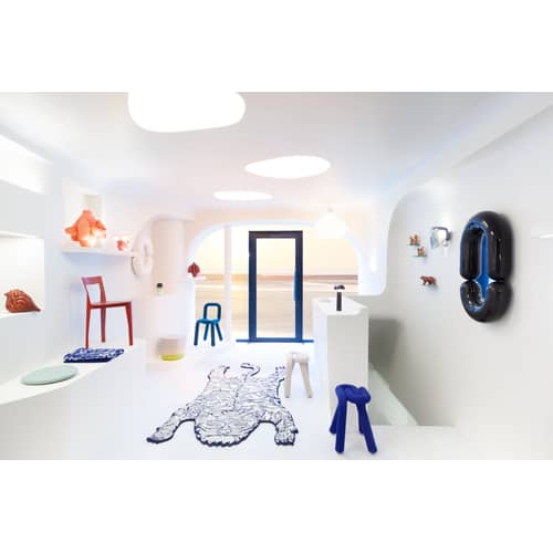 Moustache Bold Upholstered stool - peacock blue | Made In Design UK