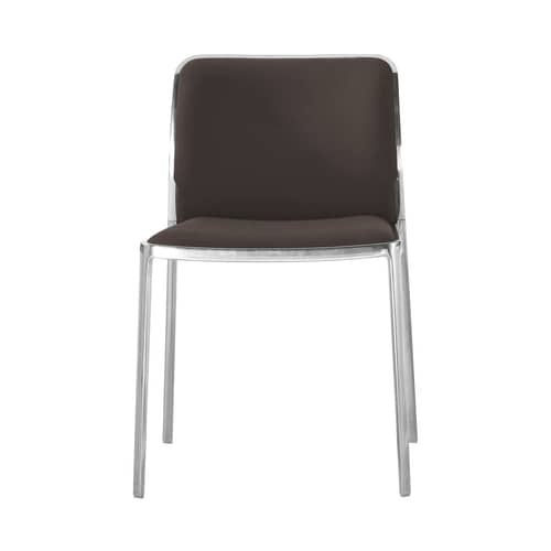 Chaise rembourrée Audrey Soft Kartell / Structure alu poli - Marron ...