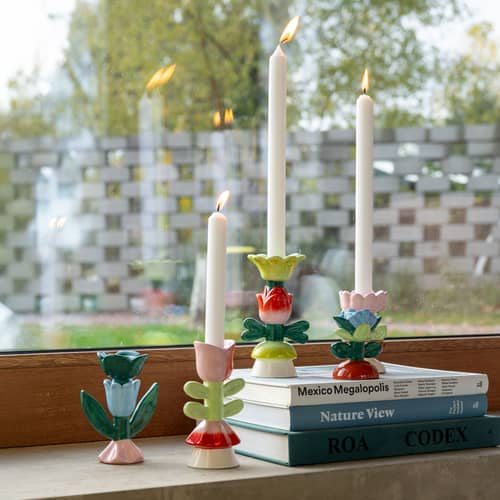 Candle stick Blume Medium & klevering / Hand-painted - Multicoloured ...