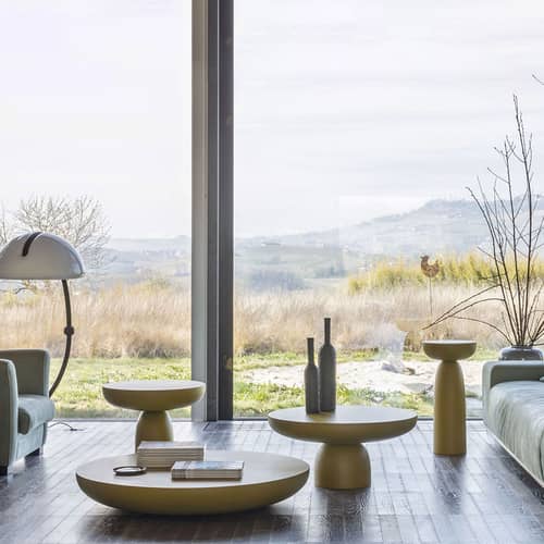 Table basse Olo Colours - Bois laqué Mogg / Ø 70 x H 33 cm - Blanc - Bois | Made In Design