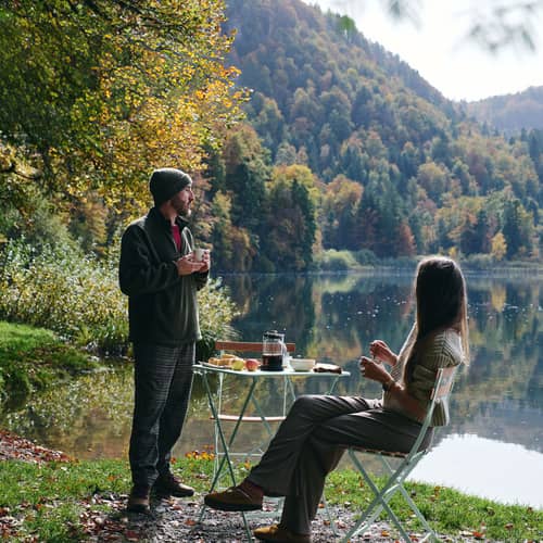 Klapptisch Bistro Fermob / 57 x 57 cm - 2 Personen - Beige - Metall ...