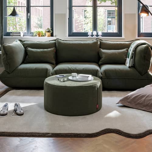 Pouf Pfffh Indoor Fatboy / Tissu bouclé recyclé - Ø 90 cm - Vert ...