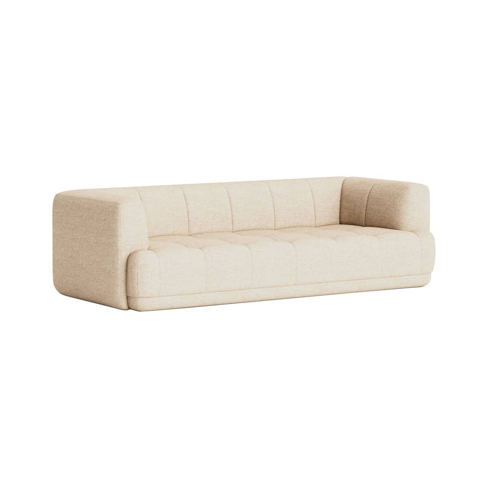 Canapé droit Quilton Hay / 3 places - L 248 cm / Matelassé - Beige - Tissu | Made In Design
