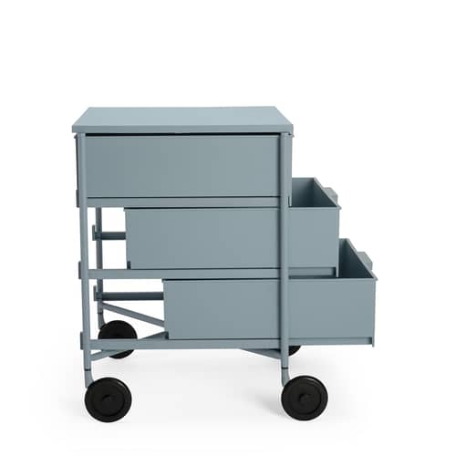 Caisson à roulettes Mobil Kartell / 3 tiroirs - Version mate - Bleu ...