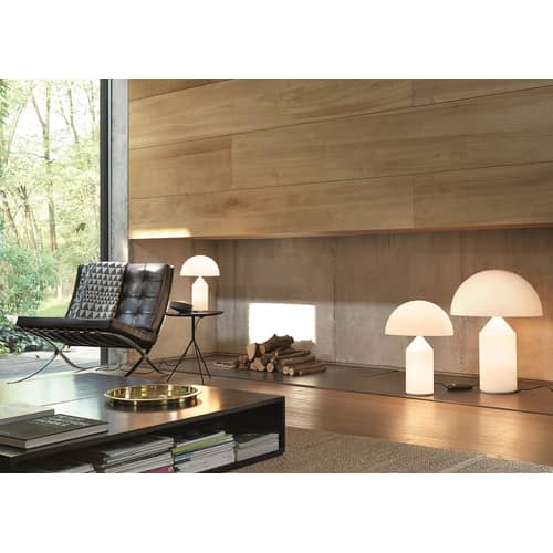 O luce Atollo Medium Table lamp - opal white | Made In Design UK