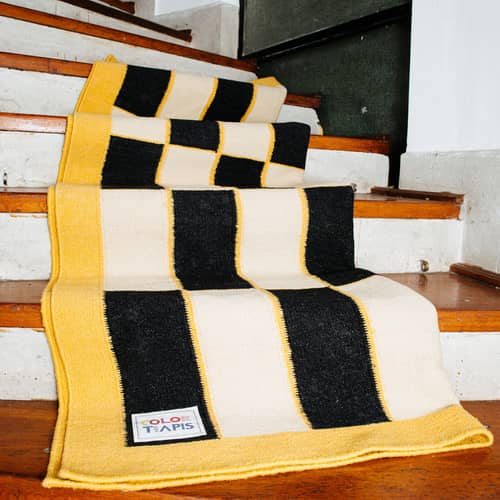 Rug Black Square COLORTHERAPIS / 180 x 120 m - Wool - Black - Textile ...