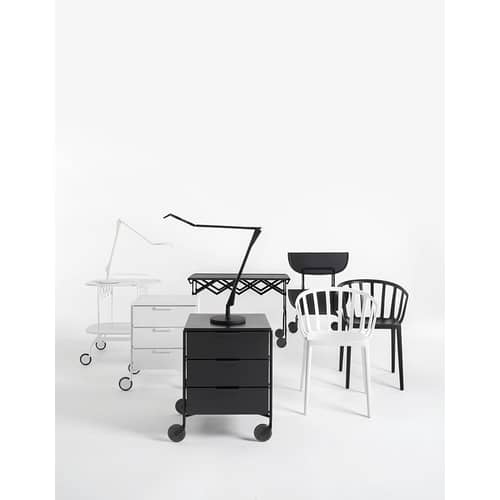 Caisson à roulettes Mobil Kartell / 3 tiroirs - Version mate - Bleu ...