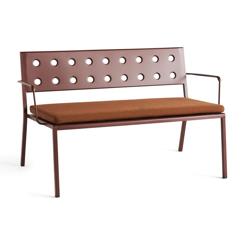 Hay Balcony Lounge Bench with backrest - oxyde red | Made In Design UK