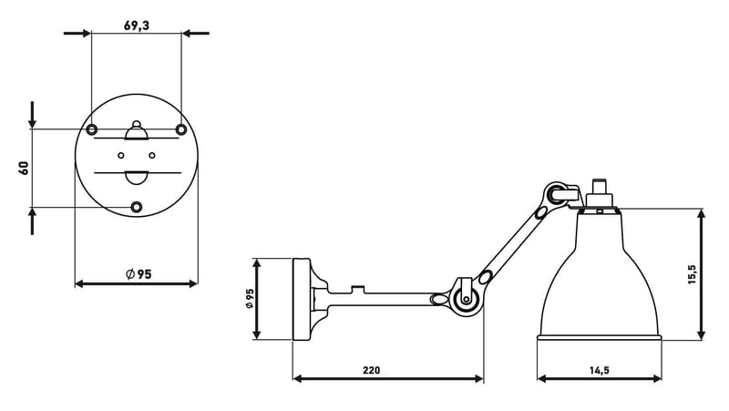 Wandleuchte N°204 von DCW éditions - schwarz satiniert | Made In Design
