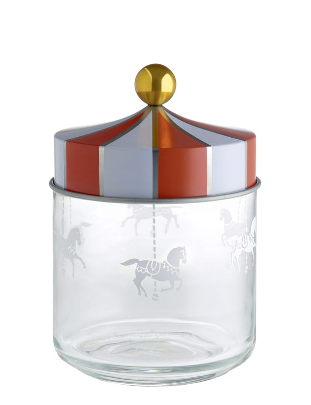 Alessi Circus Airtight jar - white red gold transparent | Made In Design UK