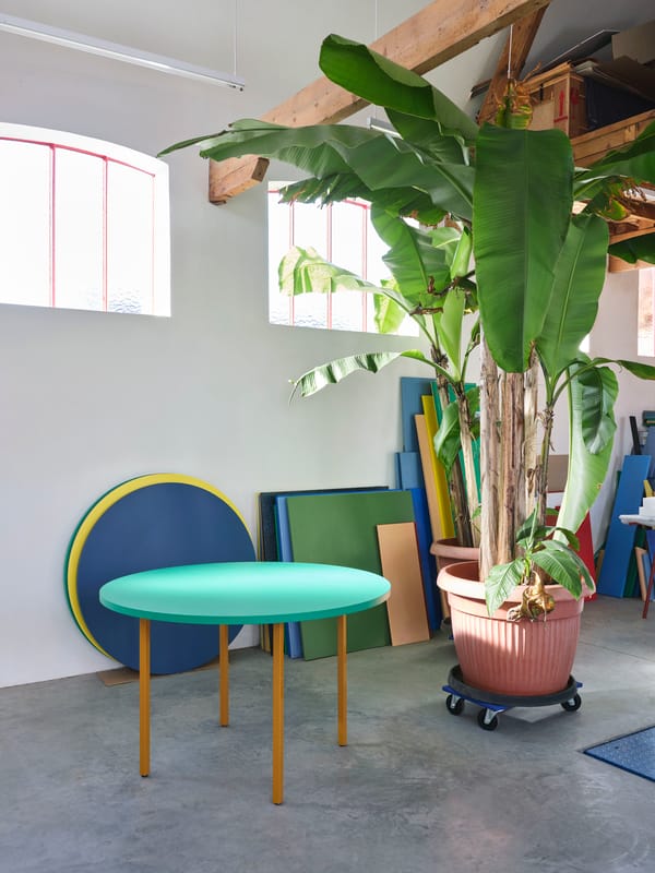 Hay Two-Colour Round table - ivory mint green | Made In Design UK