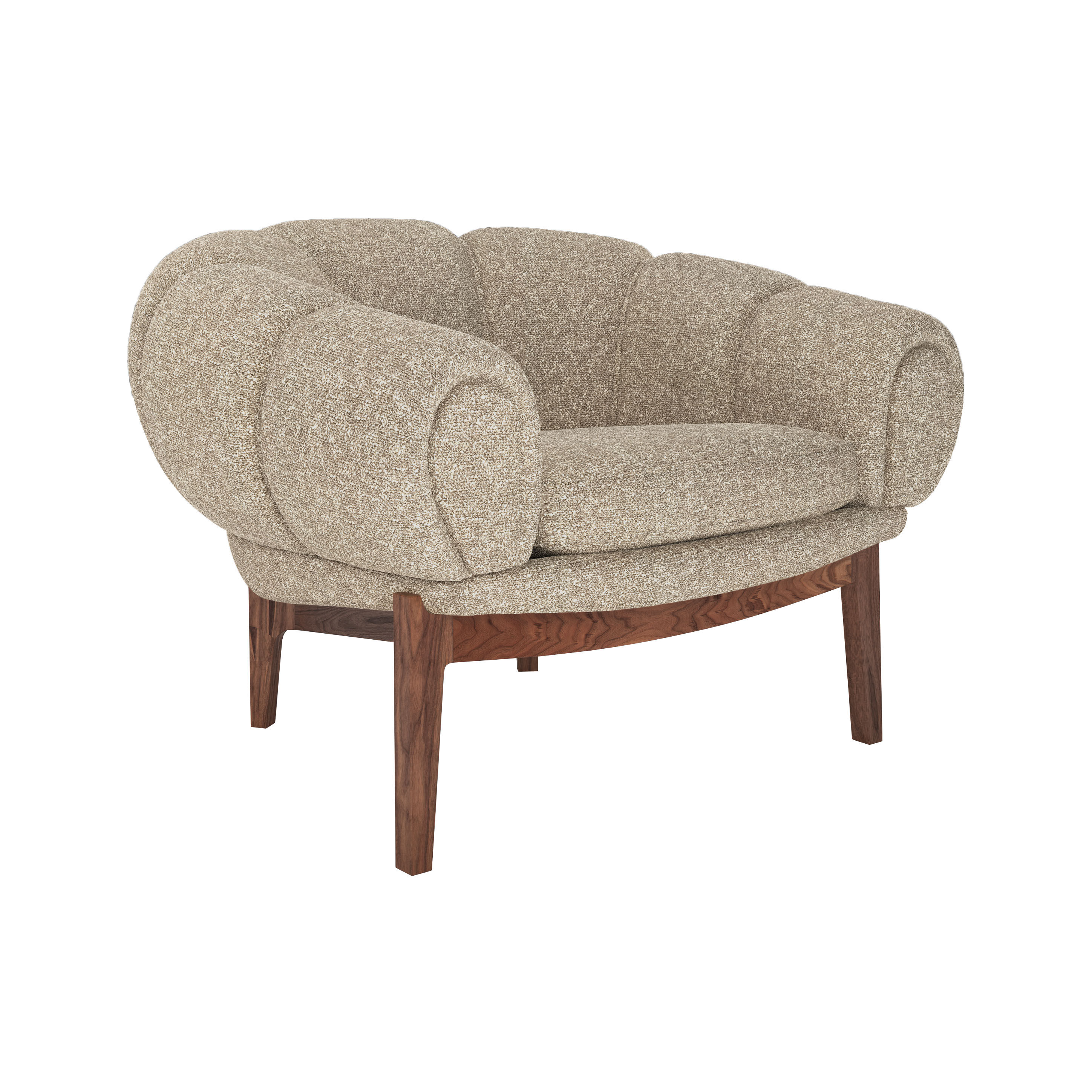 Gepolsterter Sessel Croissant textil beige Stoff Neuauflage 1962 Gubi