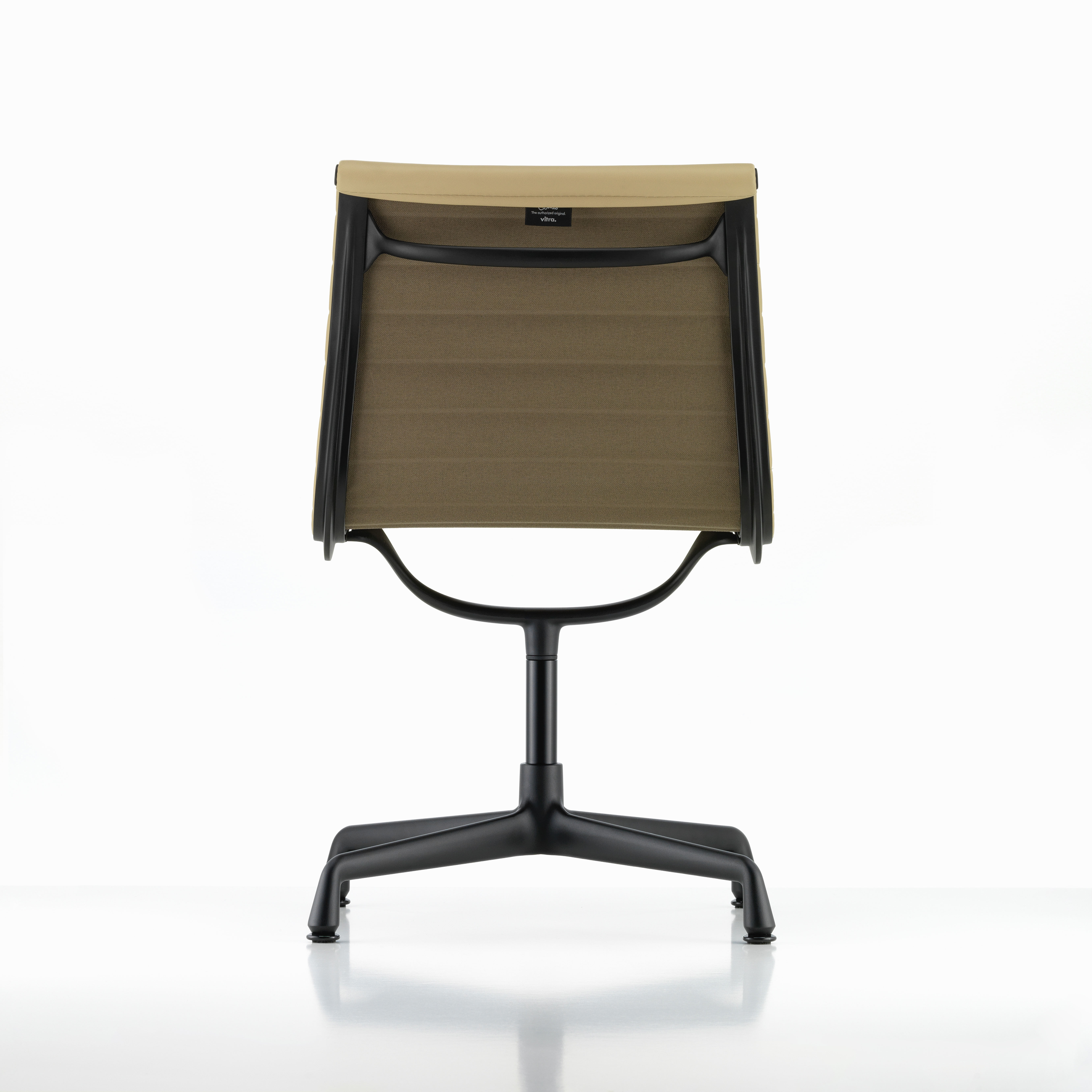 Aluminium Chair EA101 Office chair leather brown Eames 1958 NON swivel Vitra