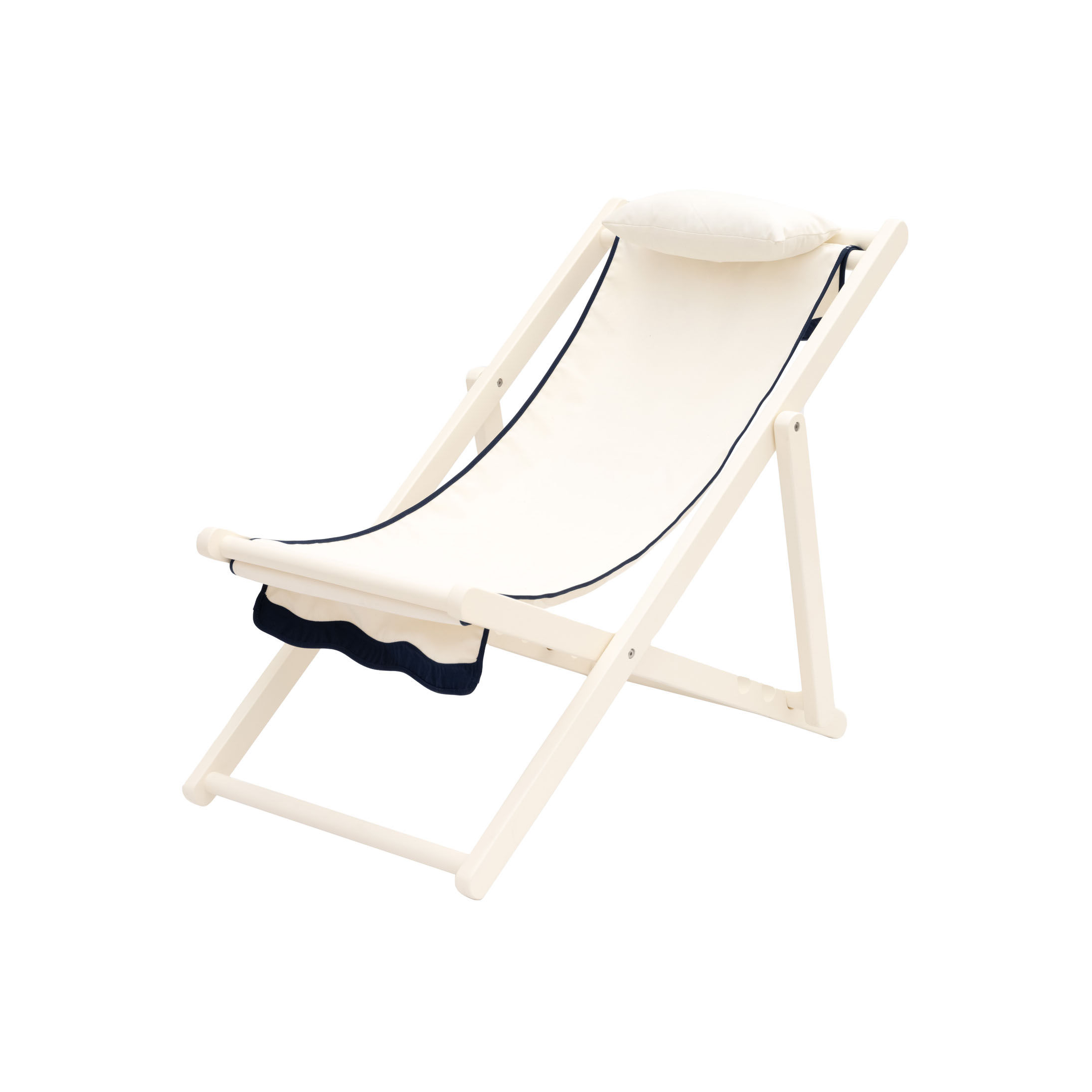 Sling chair Reclining folding sun lounger textile white Headrest cushion BUSINESS PLEASURE