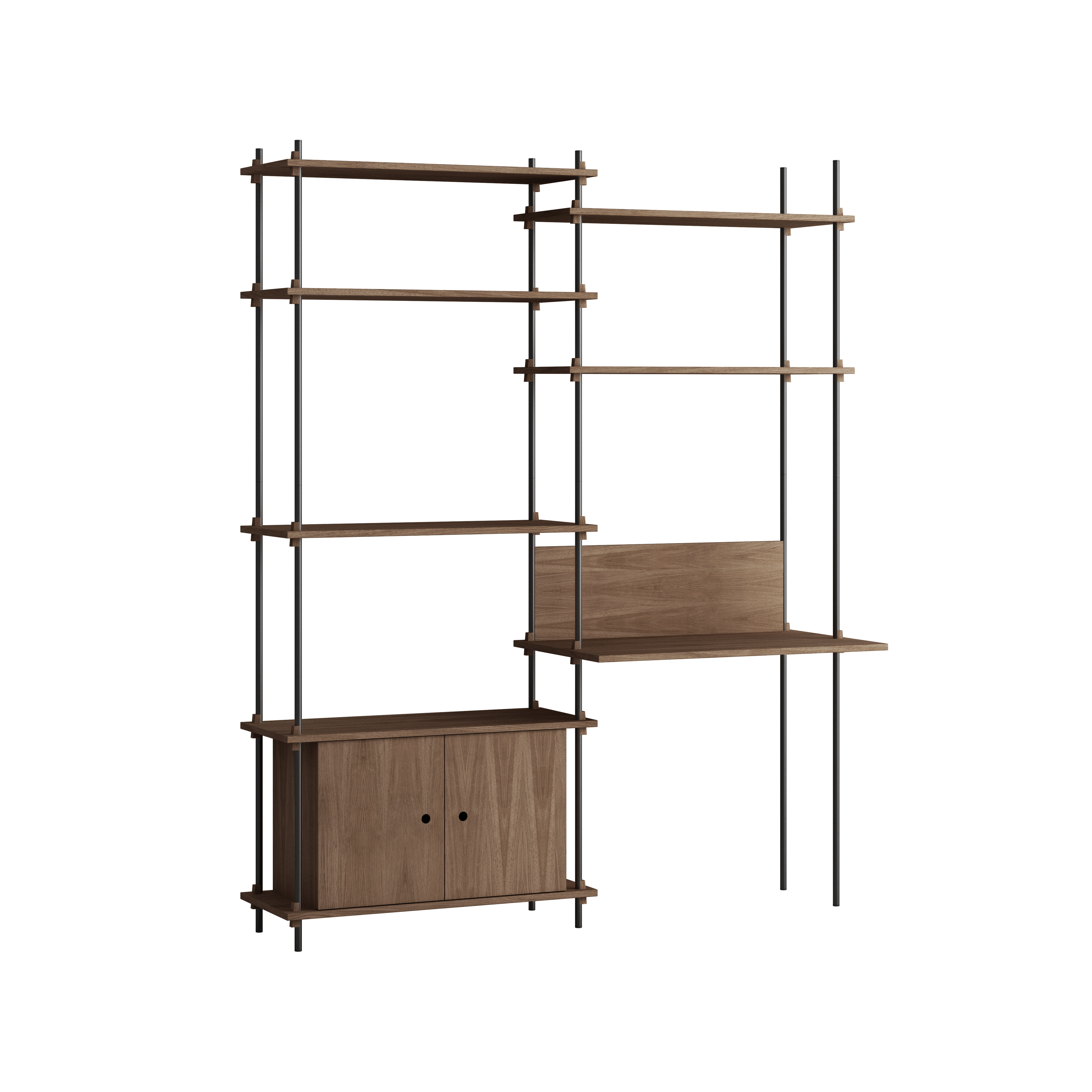 MOEBE Shelving System – s.200.2.E Desk - smoked oak black | Made In ...